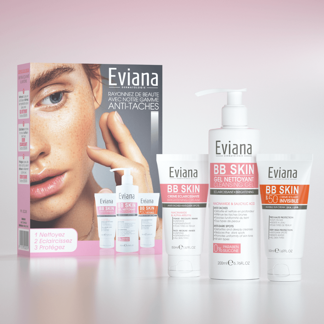 Eviana Crème Eclaircissante + Gel Nettoyant + Ecran Invisible PACK | Nova Para