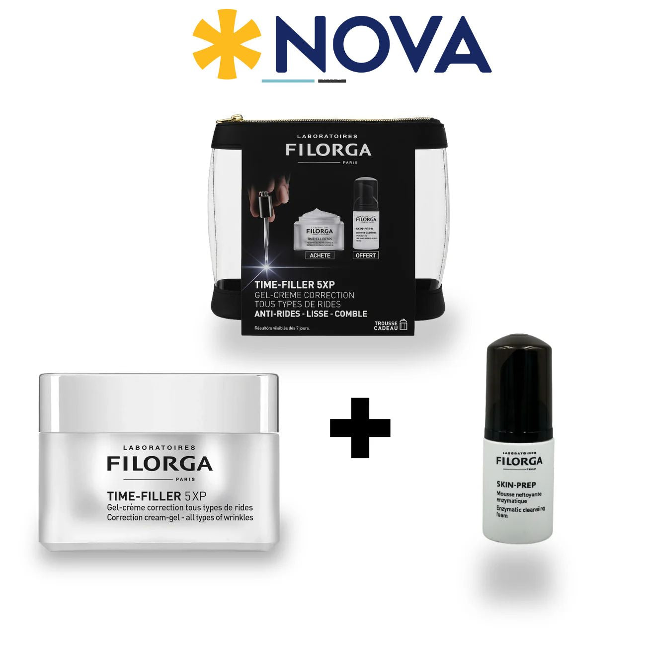 ⭐ FILORGA Coffret Time-Filler 5XP Gel-Crème 50ml + Skin-Prep + Trousse ...