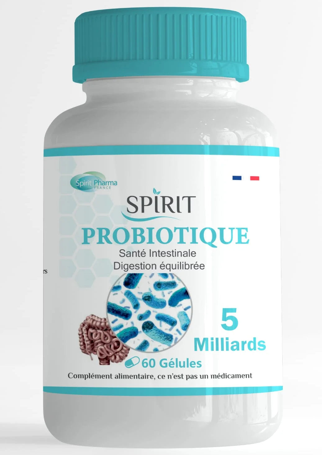 SPIRIT Probiotique 60 Gélules Flore Intestinale Digestion Immunité ...